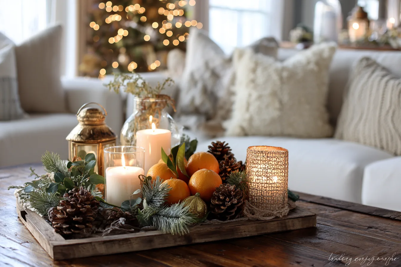 Easy Christmas Mantel And Coffee Table Decorating Ideas